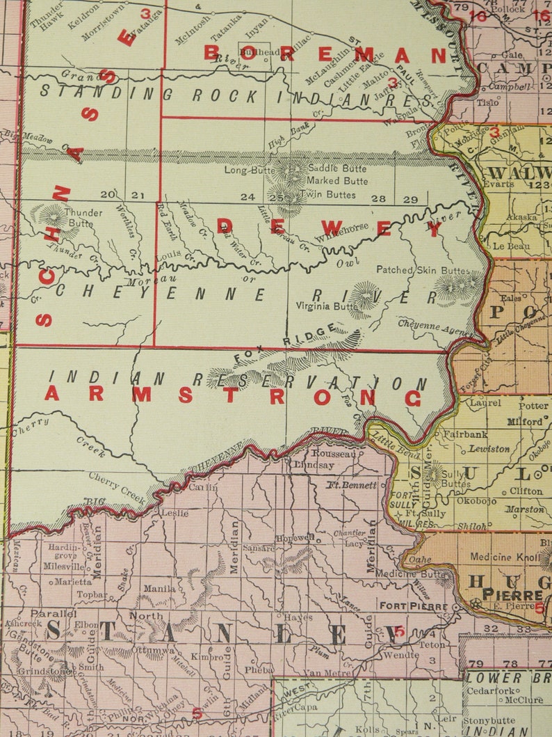 Antique South Dakota Map 1908 Vintage Railroad Map of South - Etsy