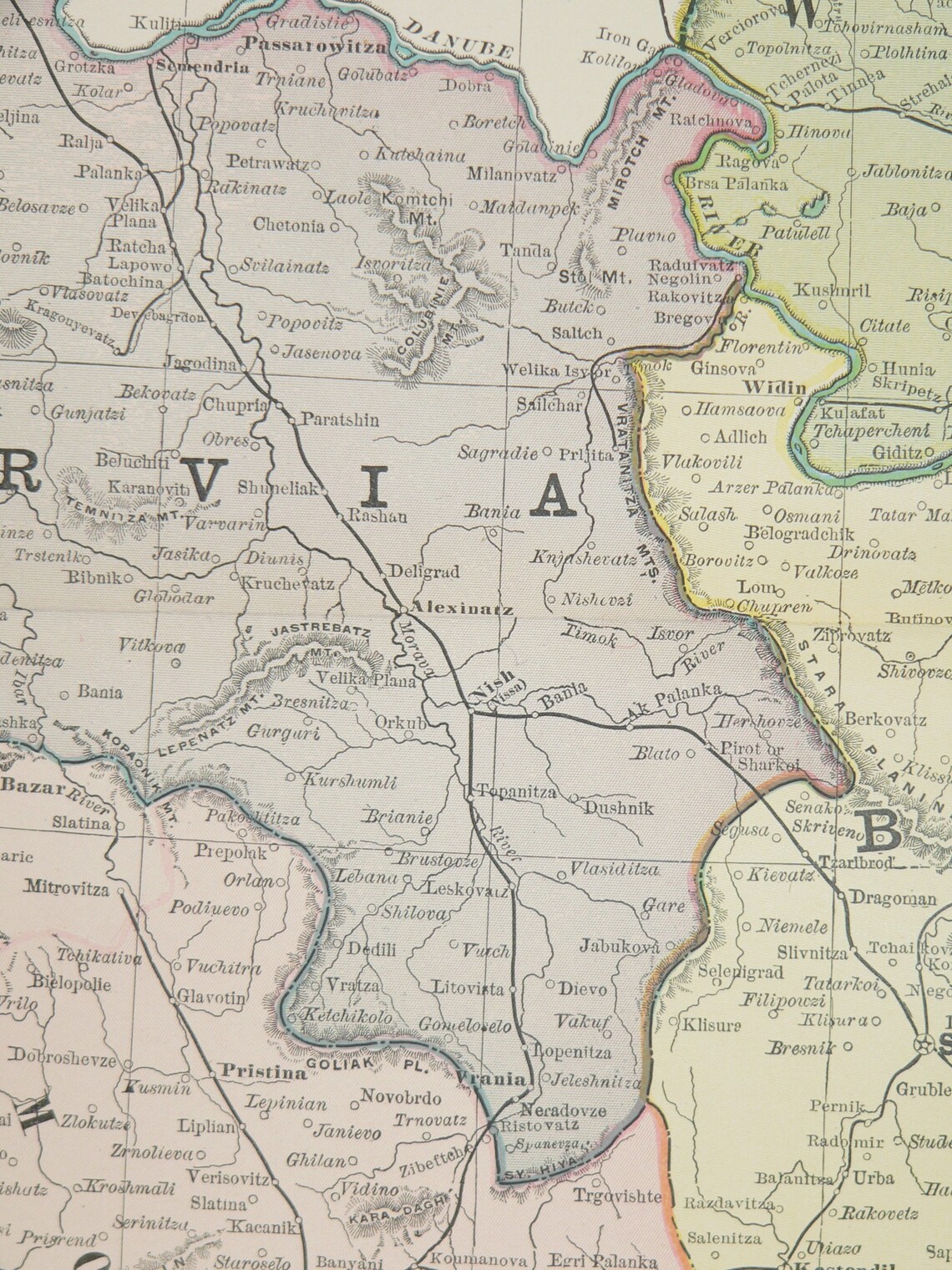 Old Turkey Map 1912 Large Map of Balkan Peninsula Romania | Etsy