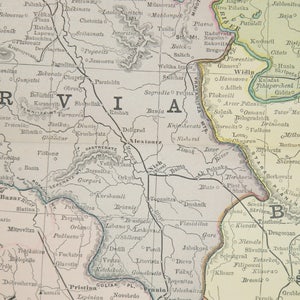 Old Turkey Map 1912 Large Map of Balkan Peninsula, Romania Serbia ...