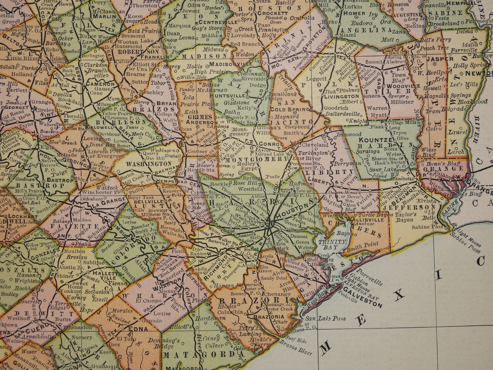 Large Texas Map 1892 Rand Mcnally Map of Texas, State County Map ...