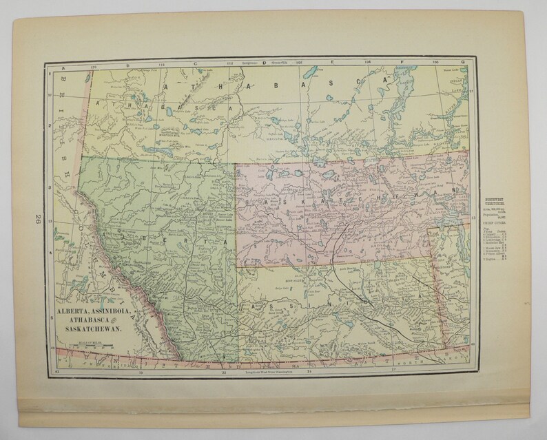 1902 Antique Quebec Map, Manitoba, Alberta, Saskatchewan - Etsy