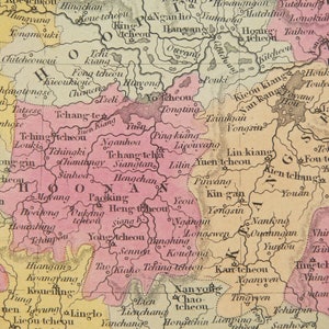 Vintage China Map 1852 Mitchell Map of China, Taiwan Map Formosa, Korea ...