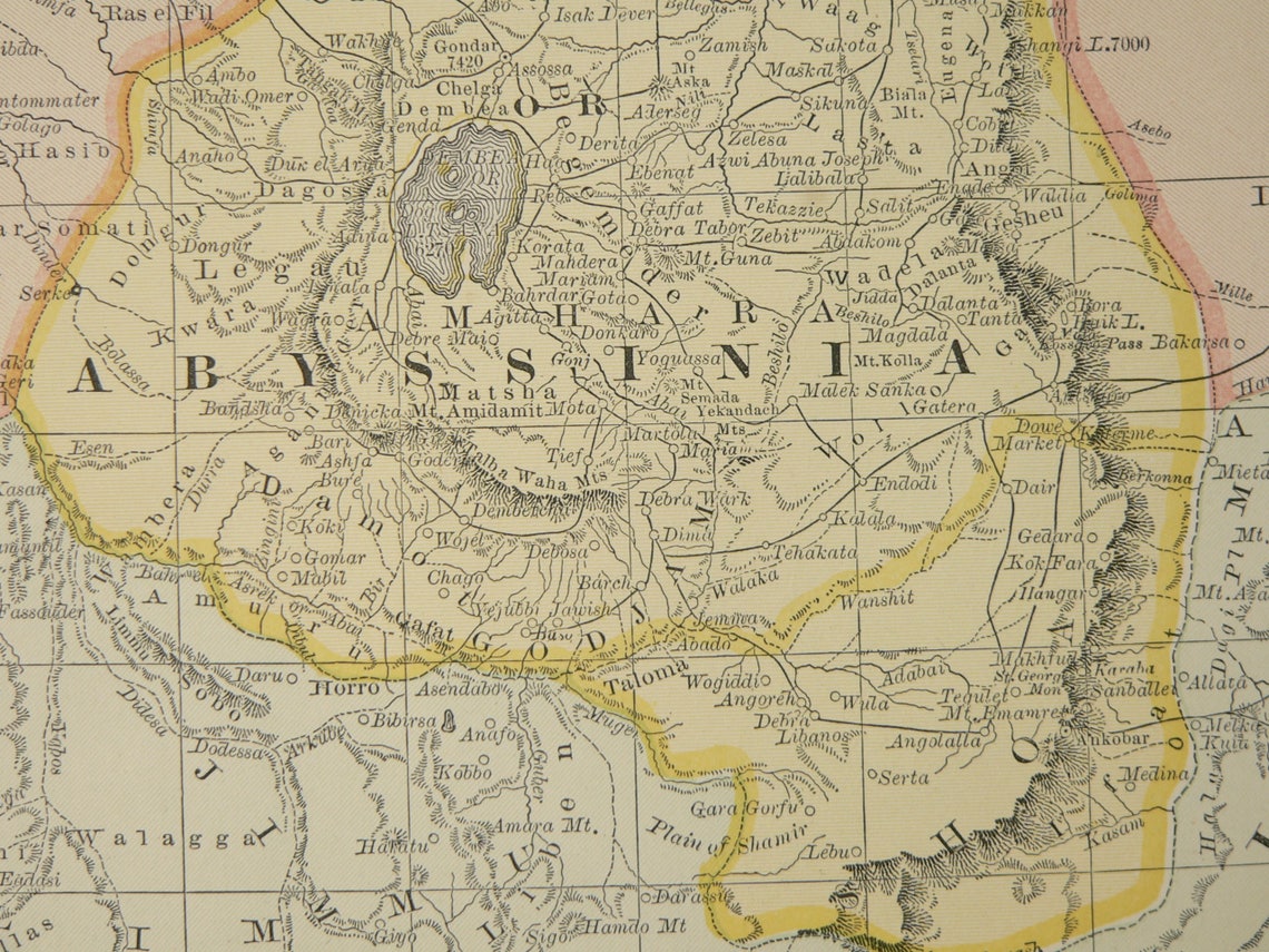 Old Upper Nubia Map Abyssinia Antique Map 1888 Vintage NE | Etsy