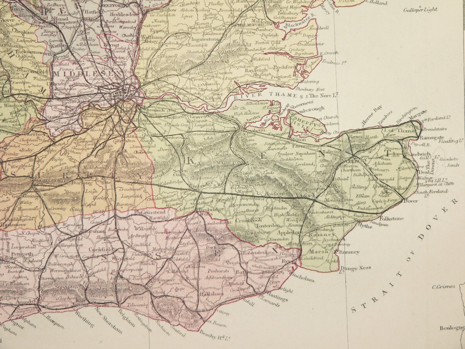 1873 Antique England Map 1873 A C Black Map of Southern | Etsy
