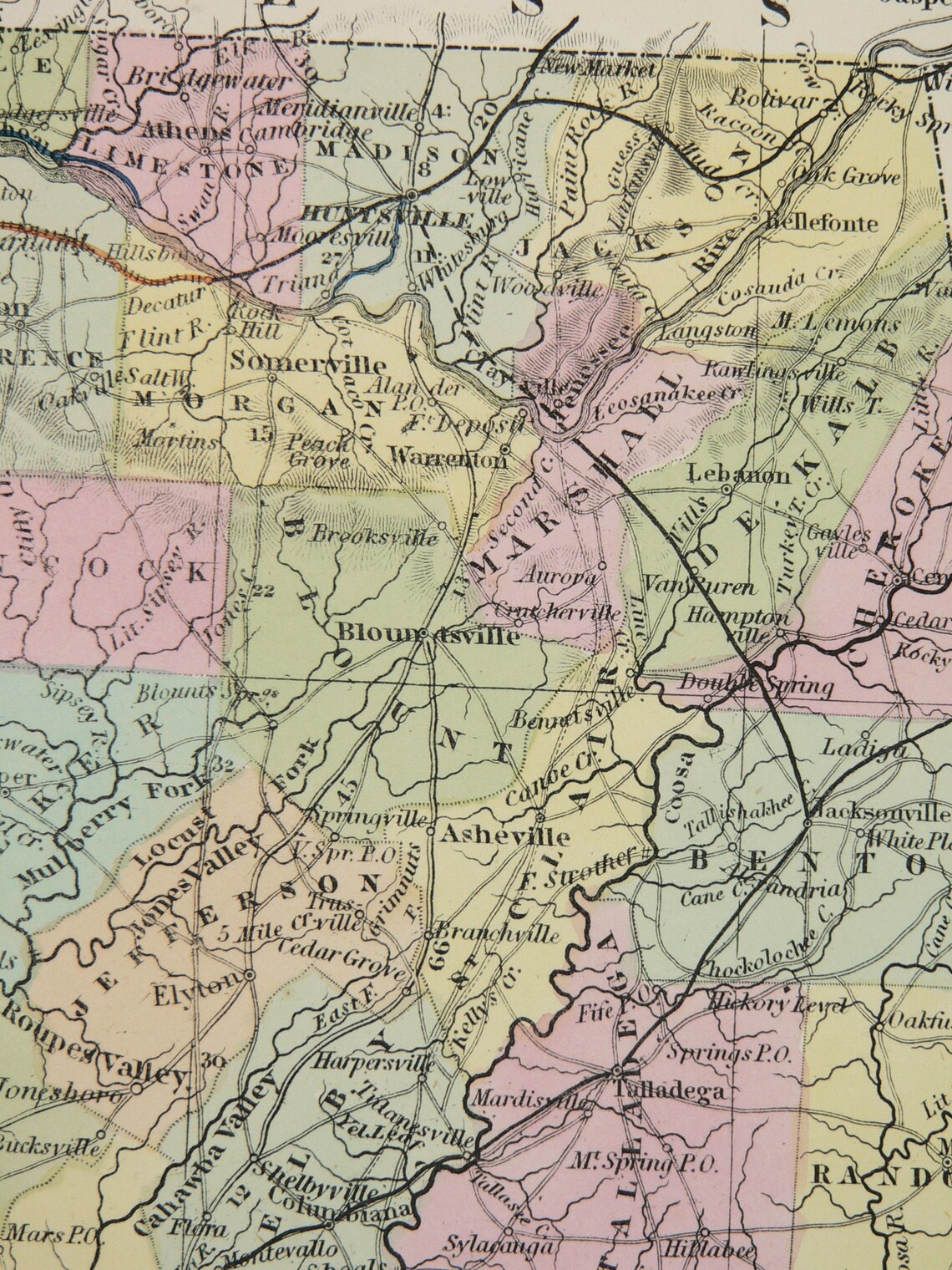 1854 Mitchell Alabama Map Original Antique Map of Alabama - Etsy
