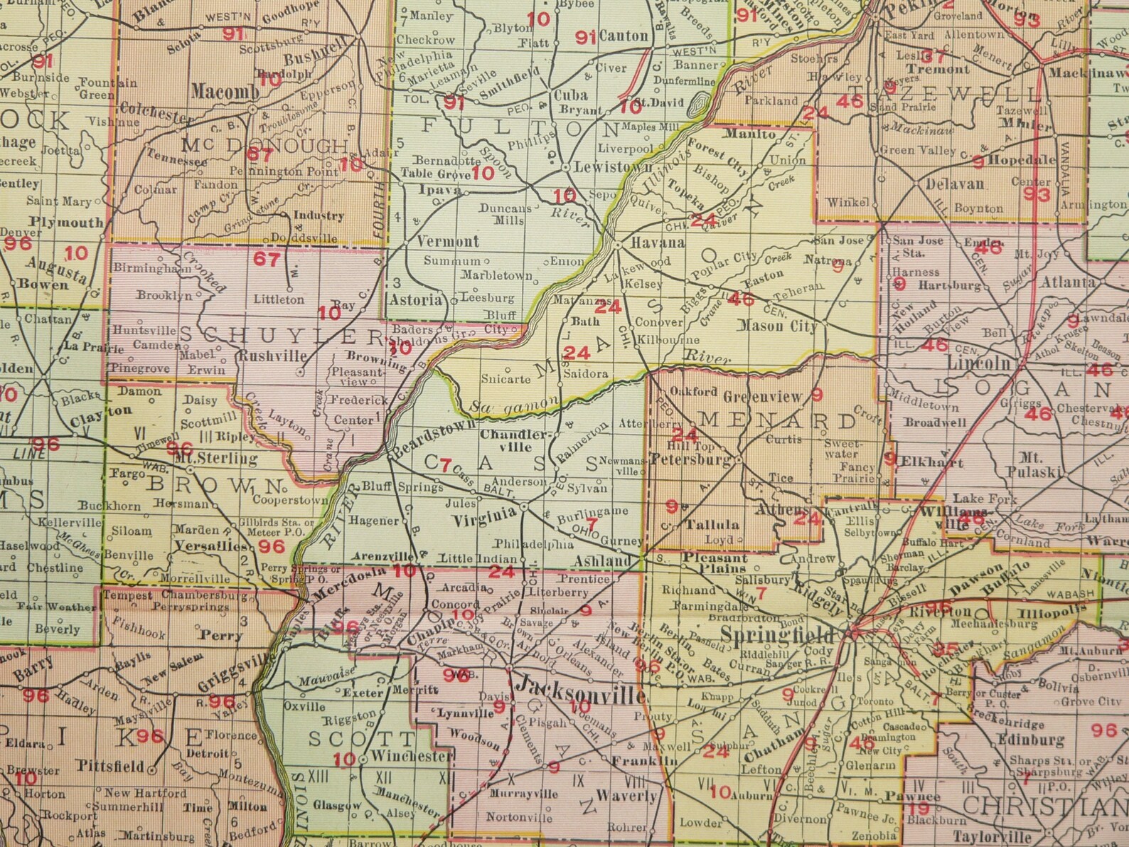 Very Large Illinois Map 1908 Original Antique Map of Illinois, Rand ...