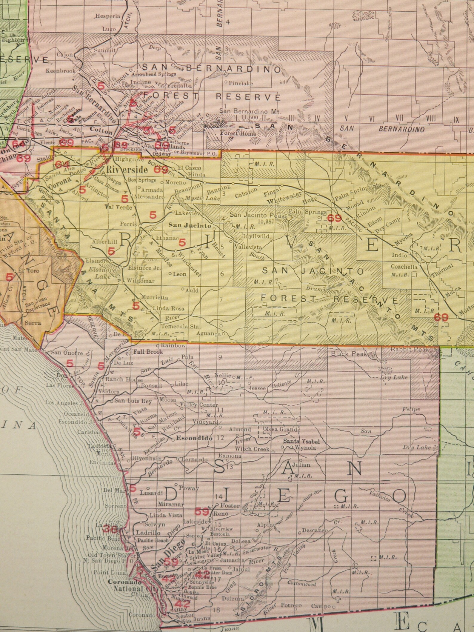 1908 Large Southern California Map Original Vintage Map of - Etsy