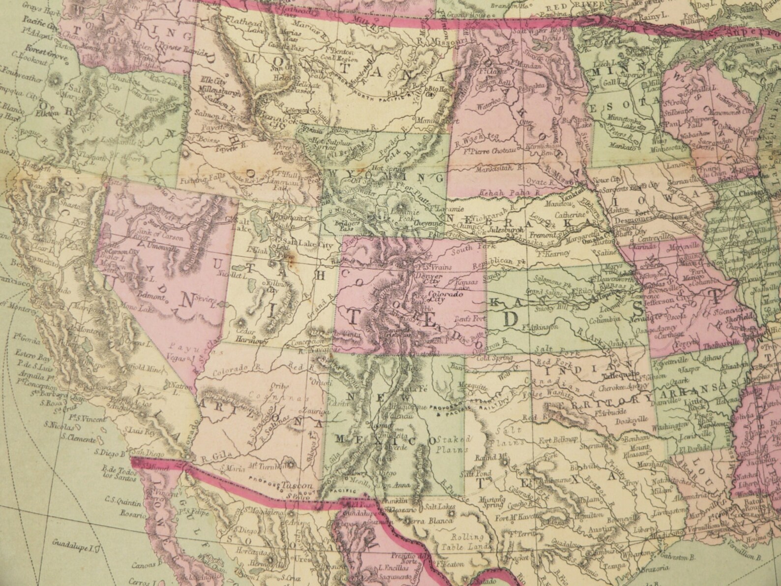 1873 North America Map United States Mexico Map Canada - Etsy