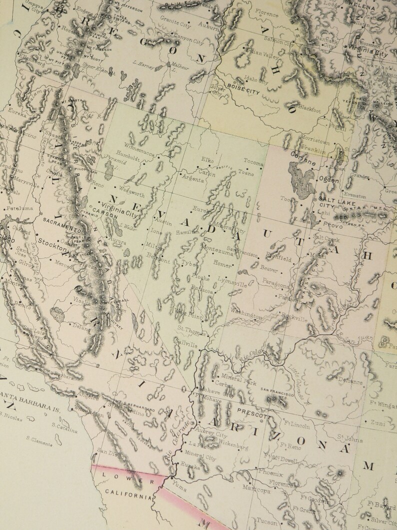 1889 United States Map Bradley Map of United States Large - Etsy