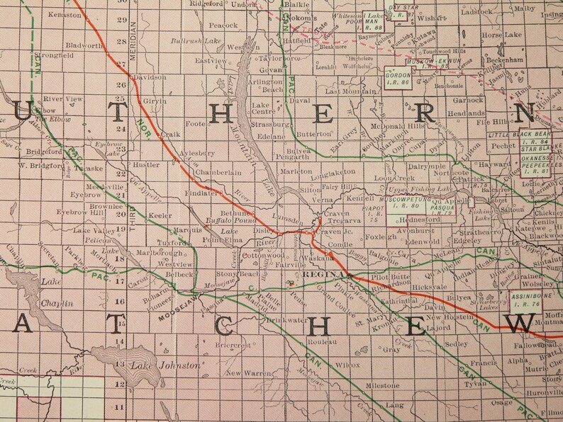Vintage 1908 Map of Saskatchewan Canada Original Antique Map - Etsy