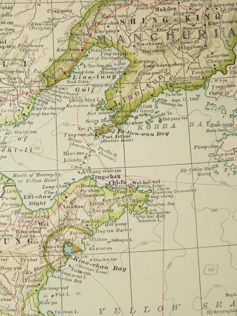 1899 Vintage Map of China Eastern China Century Map | Etsy