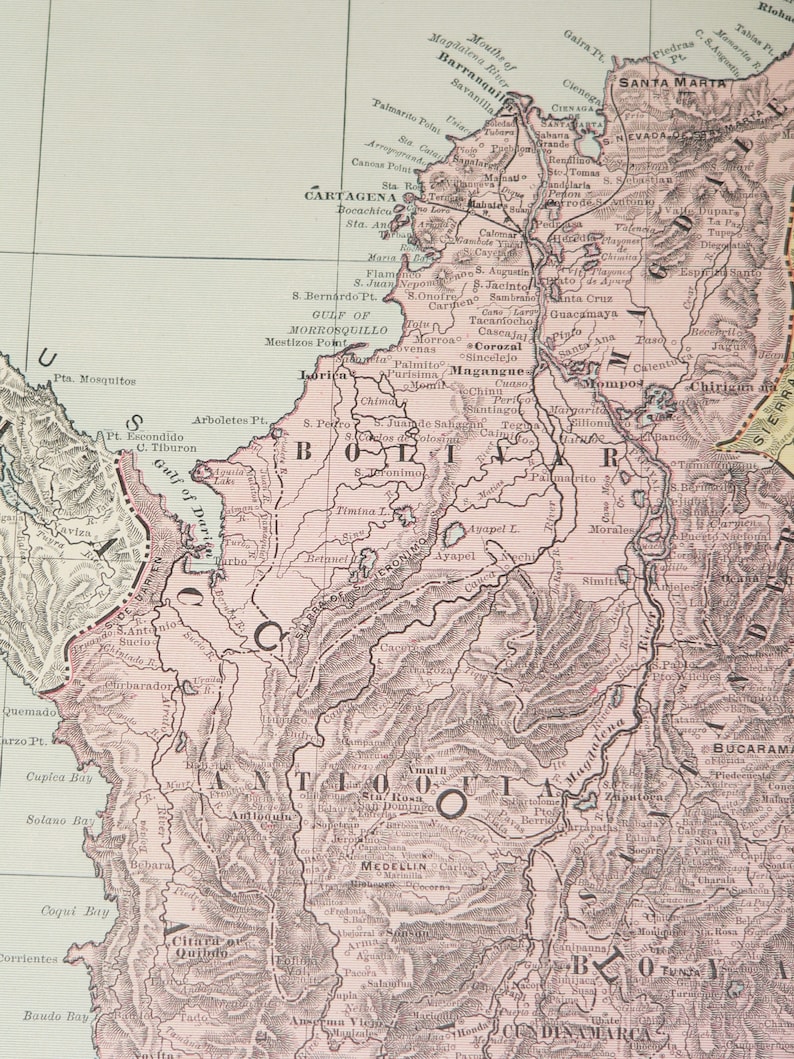 1912 NW South America Map Venezuela Colombia Map Large | Etsy