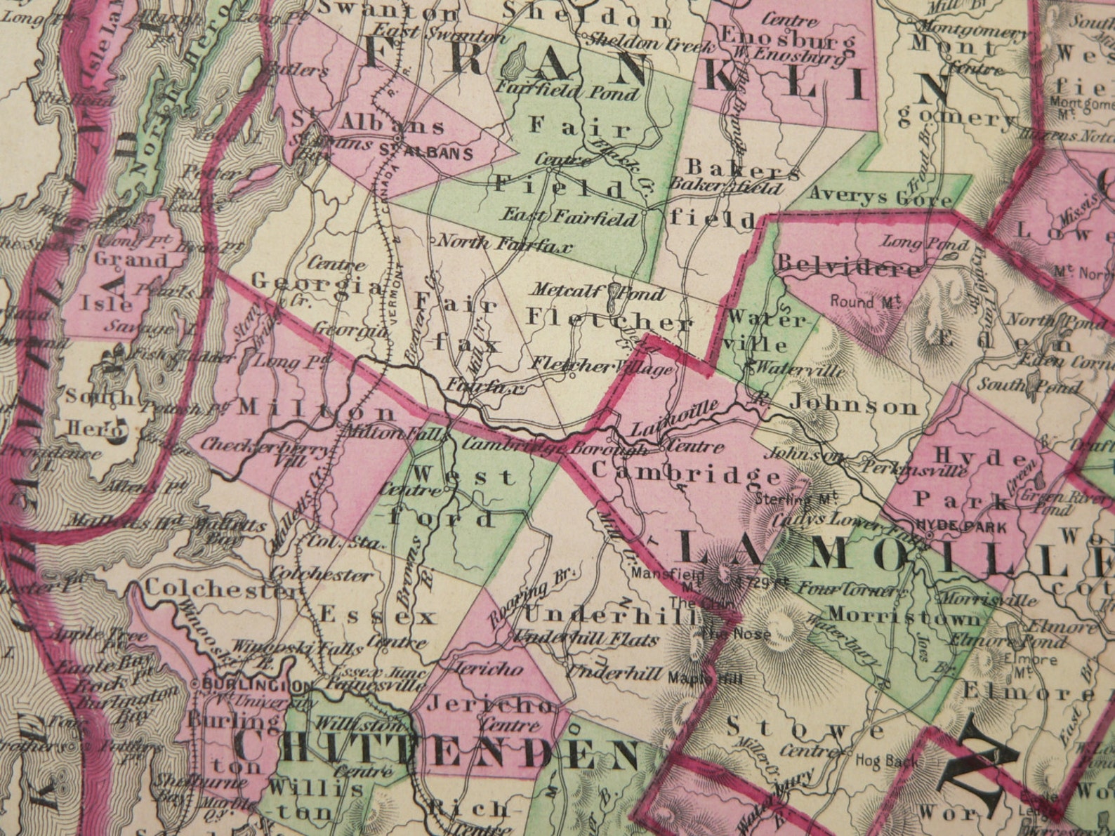 Vintage Map New Hampshire Vermont Map 1867 Johnson Map, NH Map VT ...