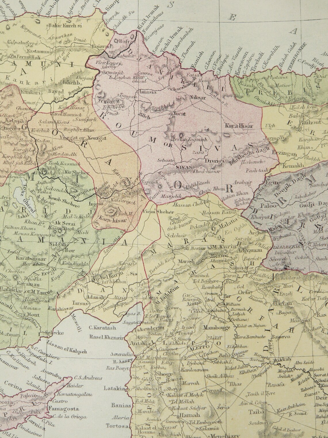 Original Antique Map Turkey in Asia 1873 A & C Black Atlas Map | Etsy
