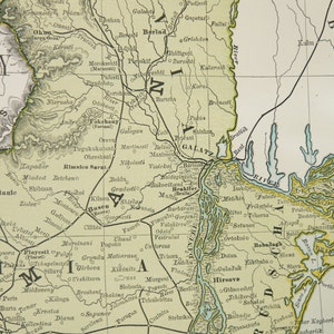 1898 Large Vintage Map Turkey in Europe, Bulgaria, Romania, Servia ...