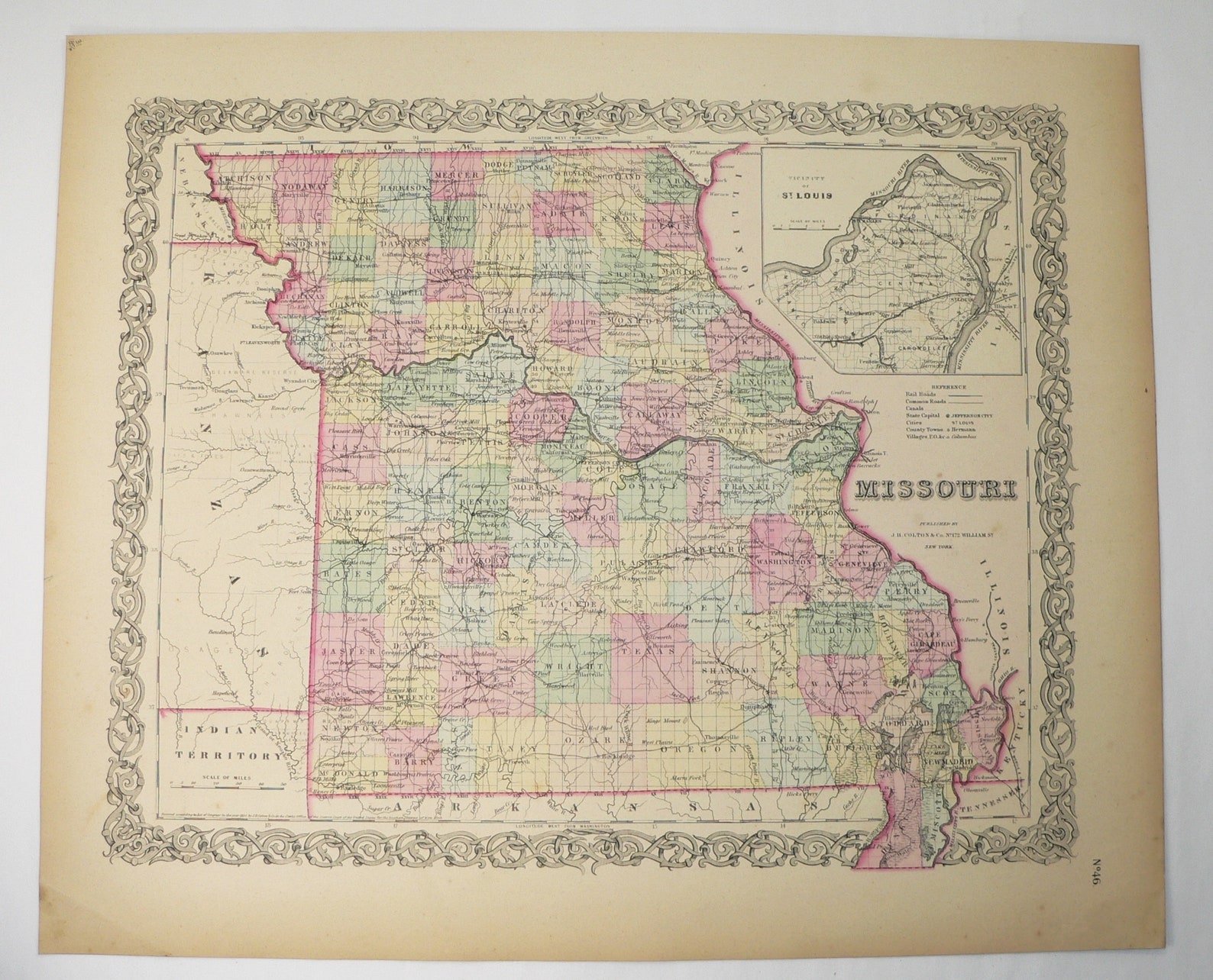 1856 Colton Missouri Map Original Antique Map of Missouri | Etsy