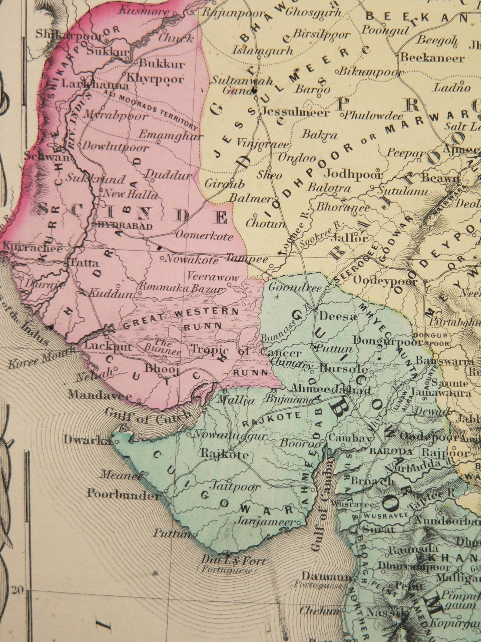 1856 Antique Map India, British India Map Nepal 1856 Colton Map ...