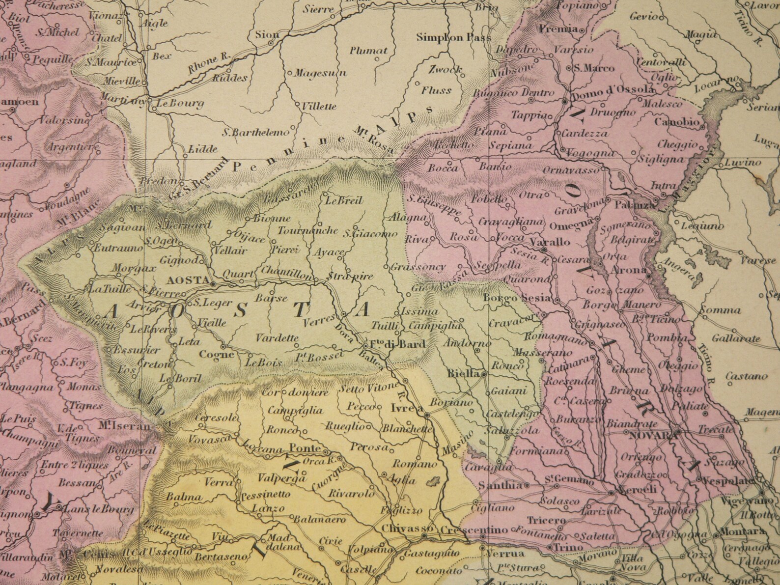 1852 Antique Italy Map Northwest Italy Sardinia Map 1852 | Etsy