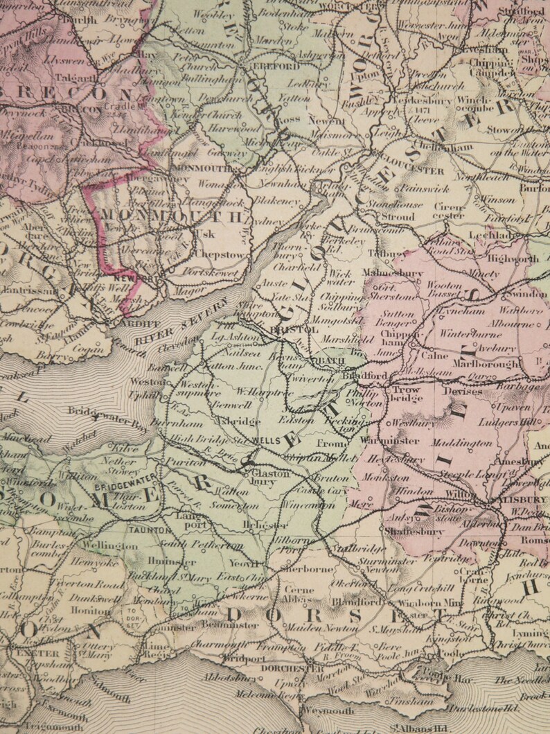 1881 Colton England Map Large Antique Map of England Wales | Etsy