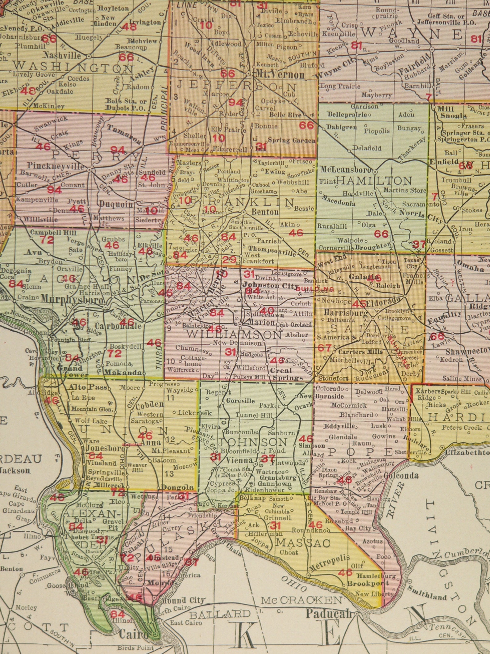Very Large Illinois Map 1908 Original Antique Map of Illinois, Rand ...