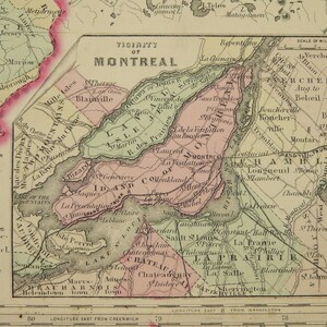 Vintage Map of Canada Ontario Map Quebec New Brunswick Map 1862 Johnson ...