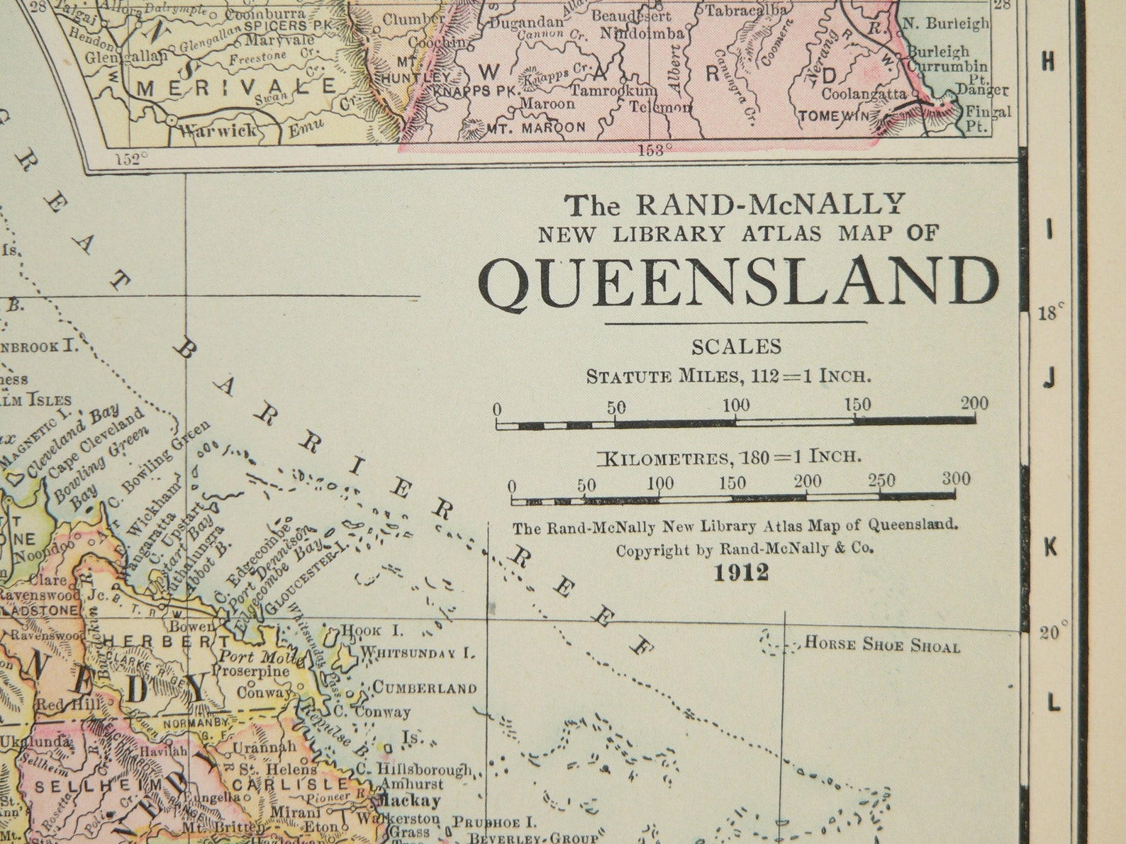 1912 Rand Mcnally Queensland and South Australia Map | Etsy