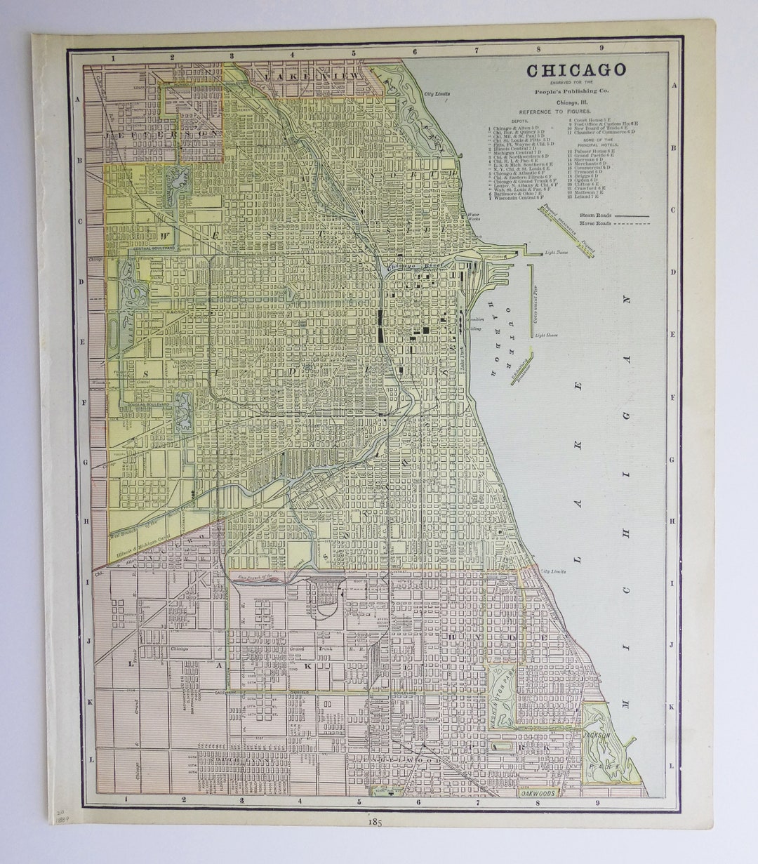 1889 Antique Map of Chicago and St Louis MO, Original Vintage Map, City ...