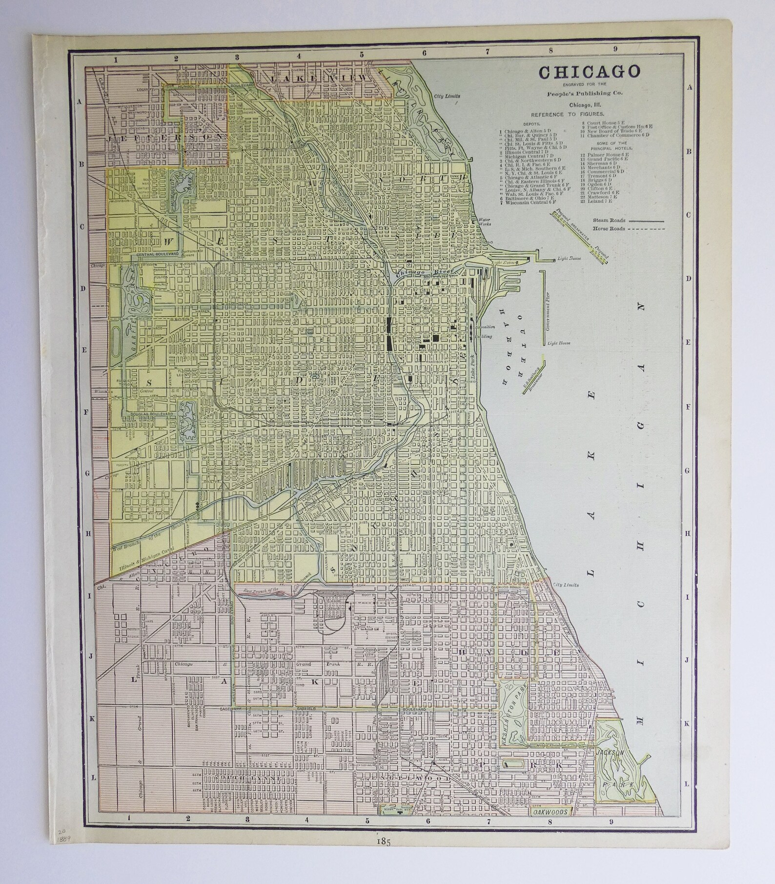 1889 Antique Map of Chicago and St Louis MO Original Vintage - Etsy