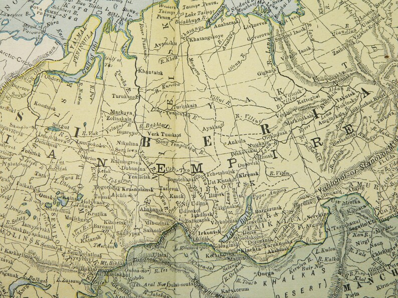 Original 1884 Cram Asia Map Middle East China India - Etsy