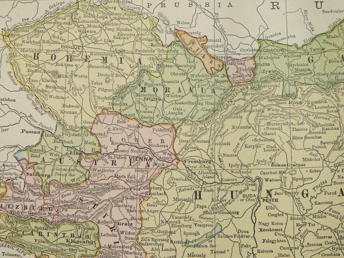 Vintage Russia Map and Austria Map 1888 Original Antique Map - Etsy