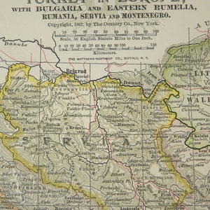Vintage Balkan Peninsula Map, Turkey, Greece 1902 Antique Map, Office ...