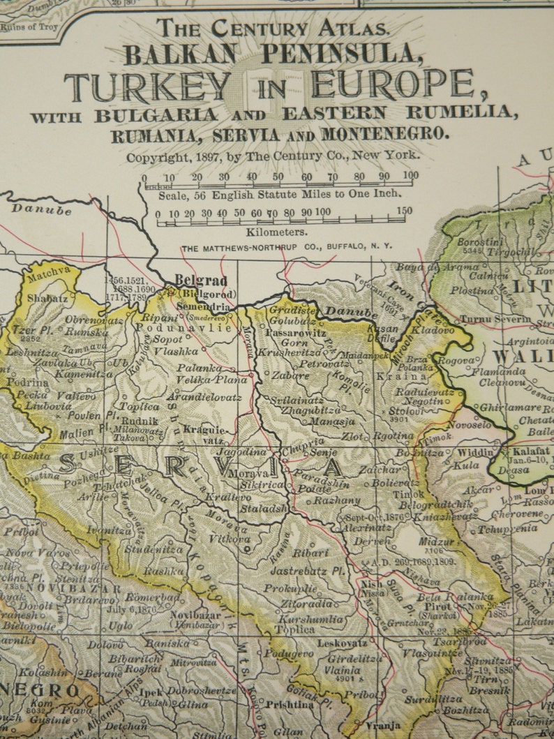 Vintage Balkan Peninsula Map, Turkey, Greece, 1902 Antique Print - Etsy