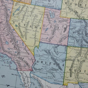 Antique United States Map 1884 Cram Map of the United States,color Map ...