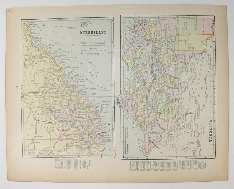 Antique 1899 Australia Map, Vintage Map of Australia, Australian Gift ...