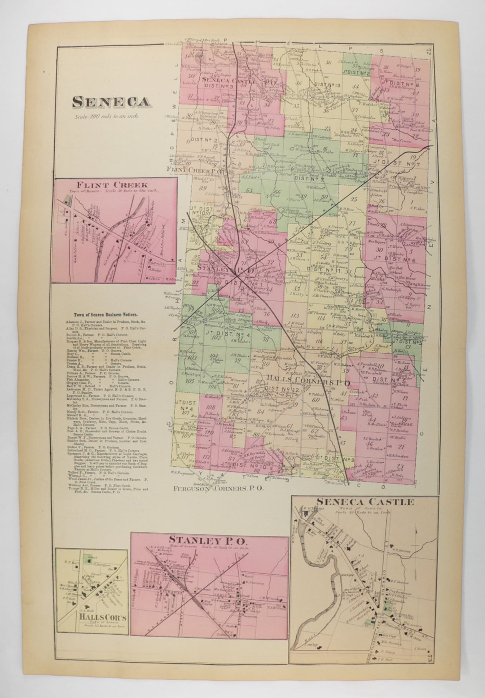 Antique Seneca NY Map 1874 Town Map Seneca New York Street - Etsy