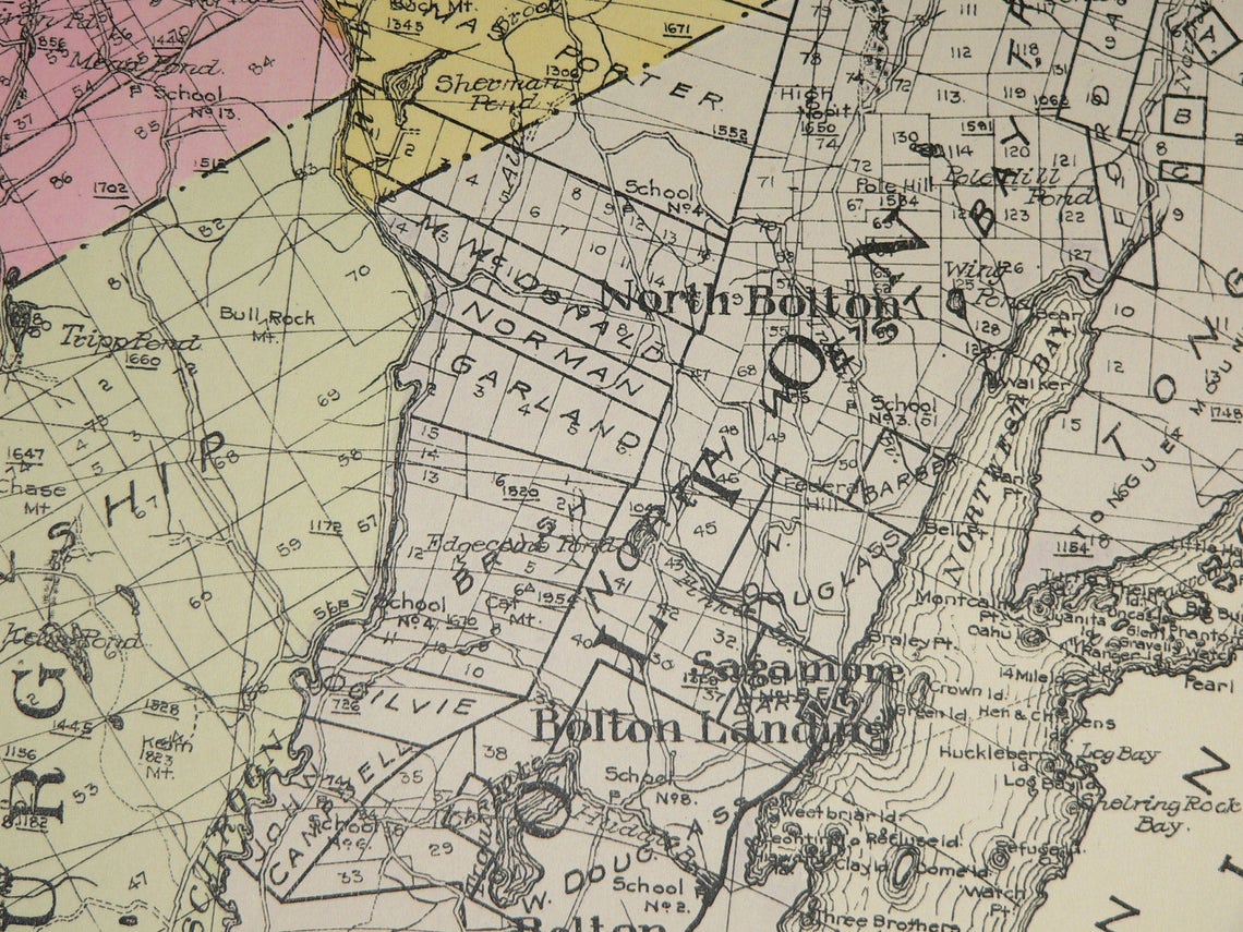 Warren County NY Map 1912 Large Map, New York County Map, Original ...