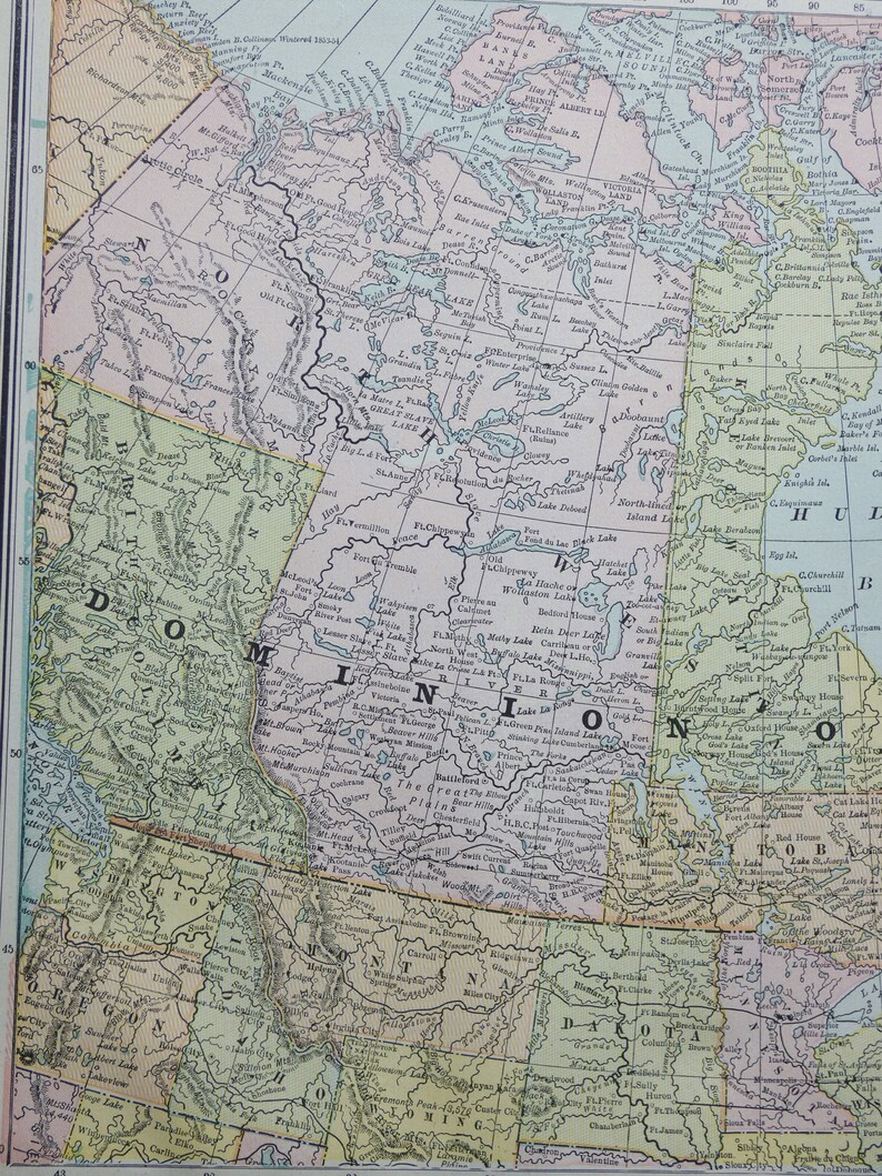 1889 Antique North America Map United States Canada Mexico | Etsy