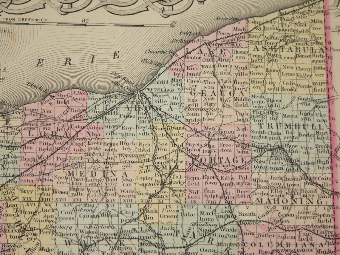Antique Ohio Map 1856 Colton Map Original Vintage Map | Etsy