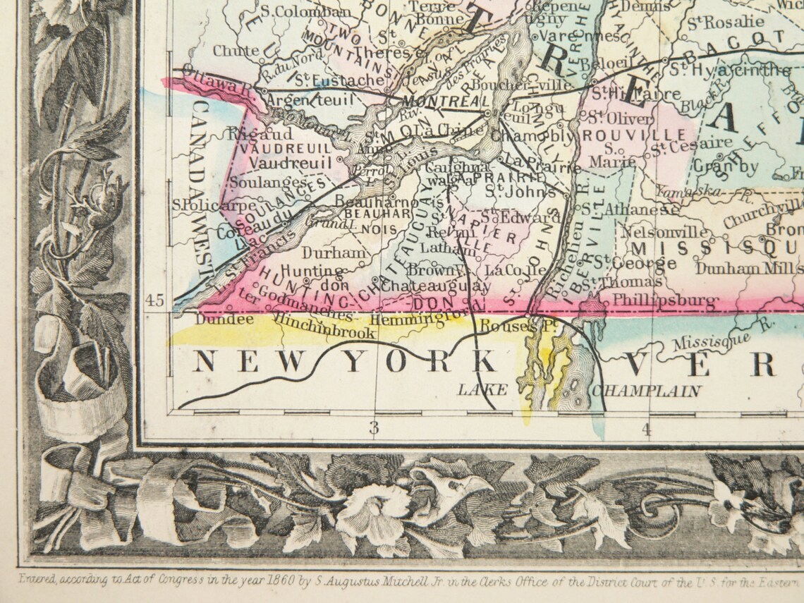 Quebec Map 1860 Mitchell Map East Canada Map Quebec Canada - Etsy