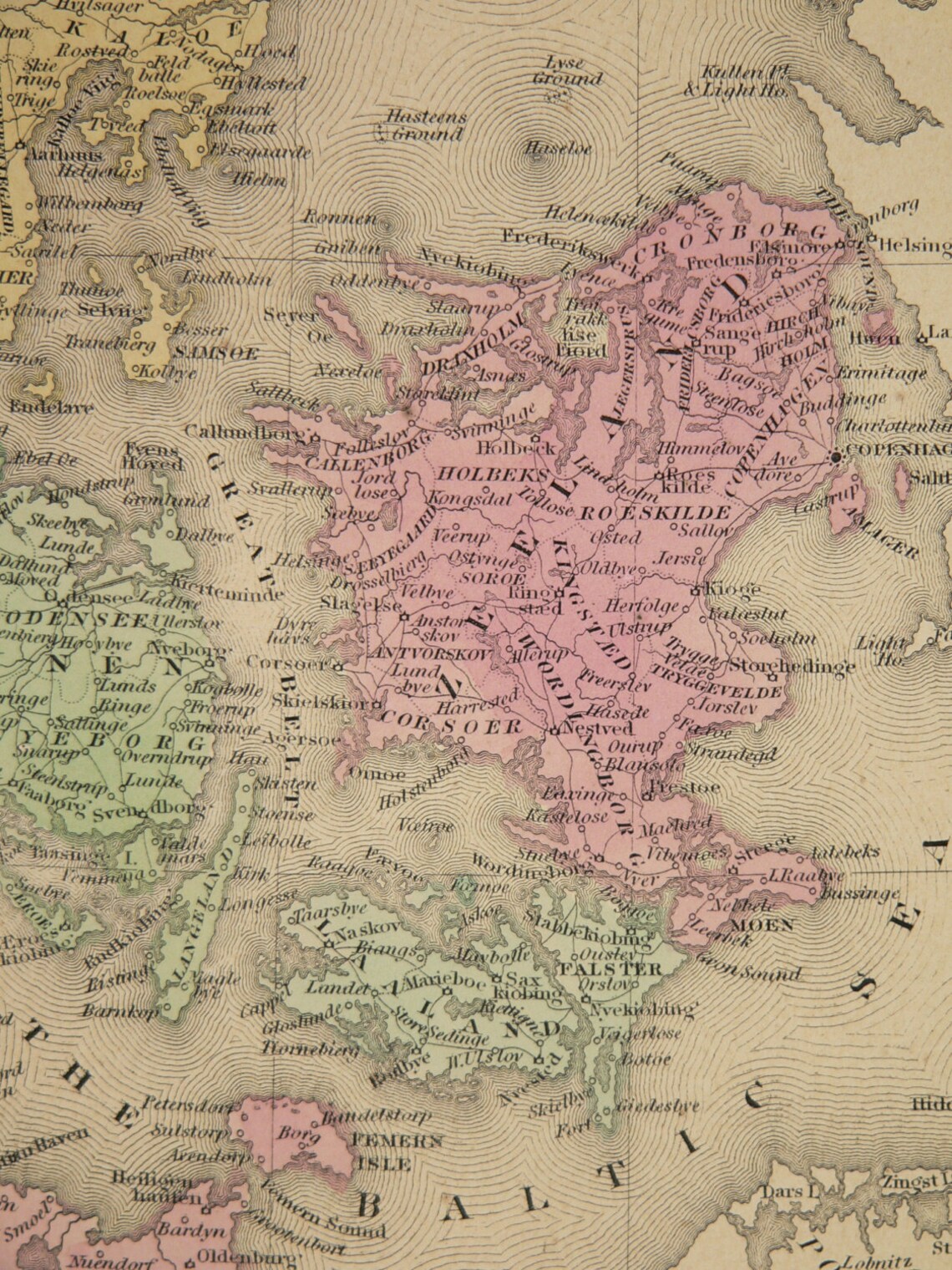 Original Antique Map Denmark 1853 Mitchell Map Old World Map | Etsy