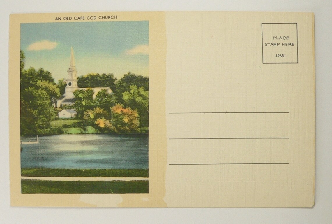 Cape Cod Massachusetts Vintage Postcard, 1930-1940s PC Linen Color ...