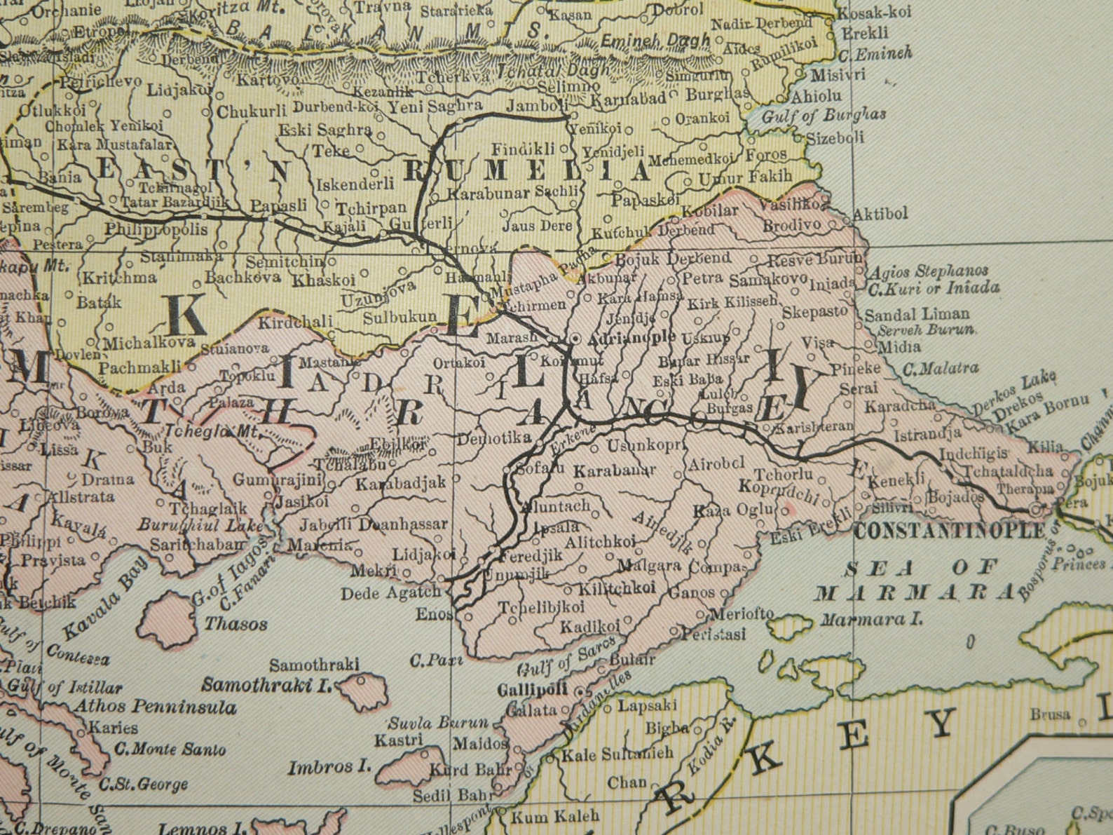1888 Antique Turkey Map Pacific Ocean Islands Map Balkan - Etsy