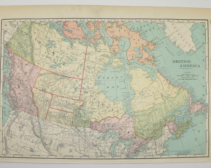 Antique Canada Map Vintage British America 1899 Original Old Map Travel ...