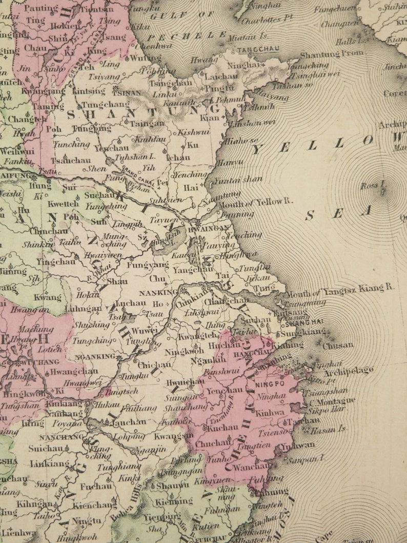 Original Antique China Map 1867 Johnson Map of China, 1st Anniversary ...