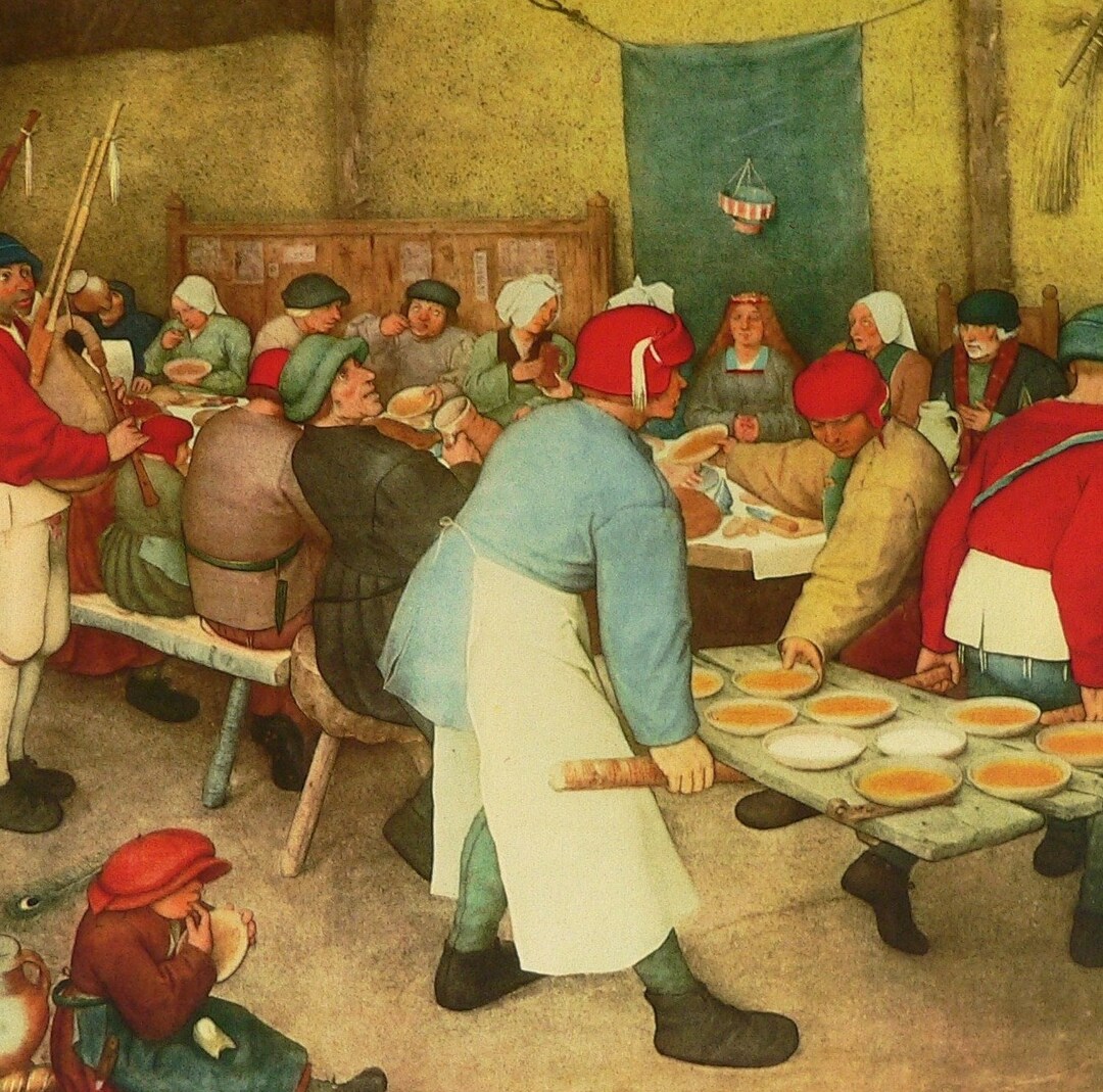 Peasant Wedding Reception Simple Gala Vintage 1937 Color Lithograph ...