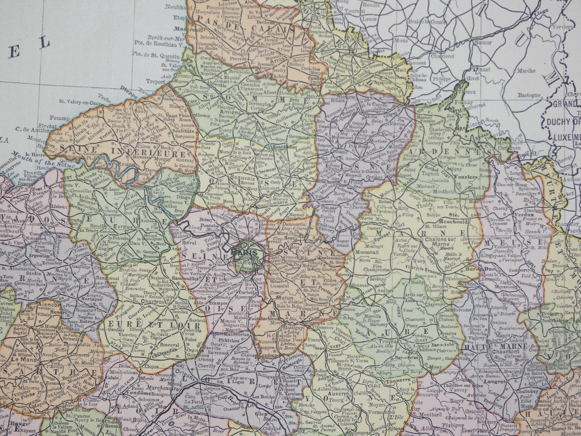 1892 Large Map of France, Original Antique Rand Mcnally France Map ...