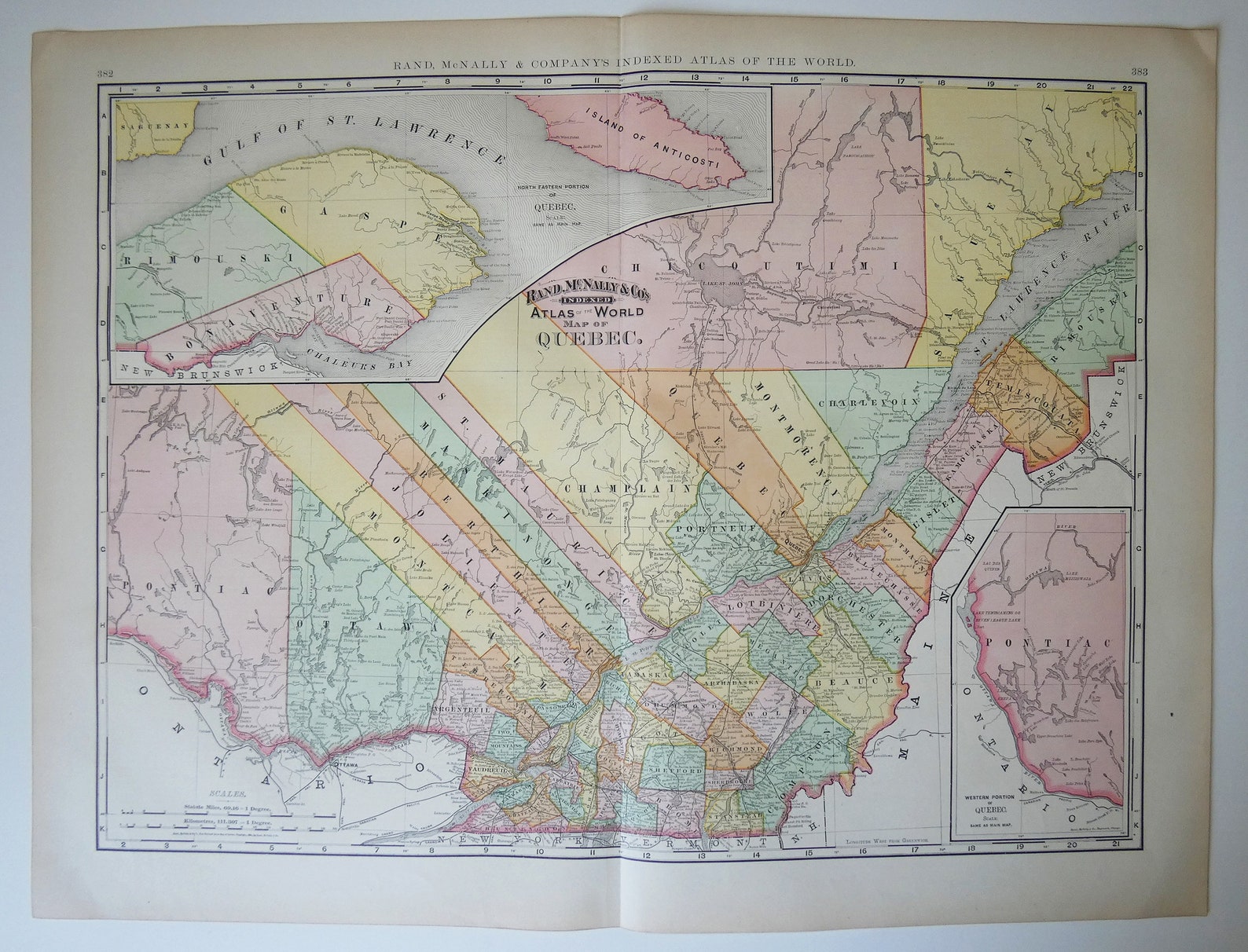 Large Map of Quebec Canada 1892 Vintage Quebec Map New Home - Etsy