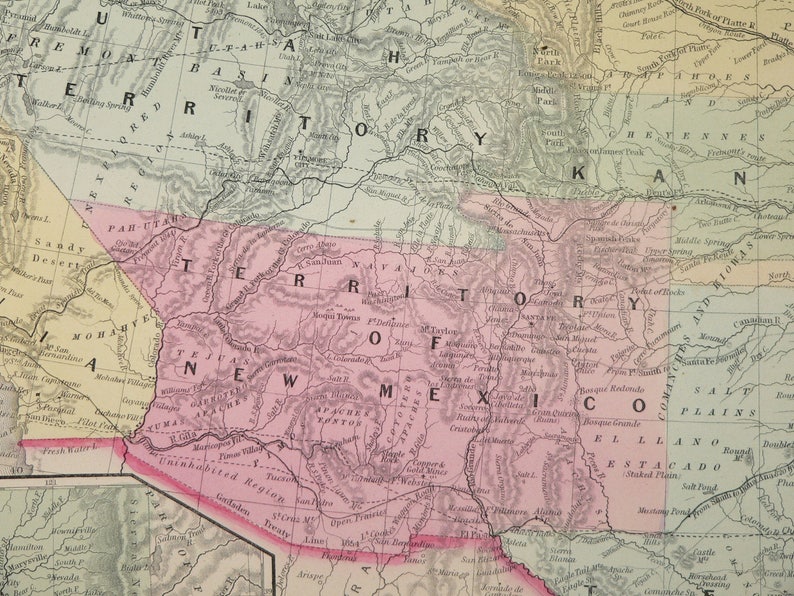 Rare 1858 Mitchell Desilver United States Map, Original Antique Map of ...