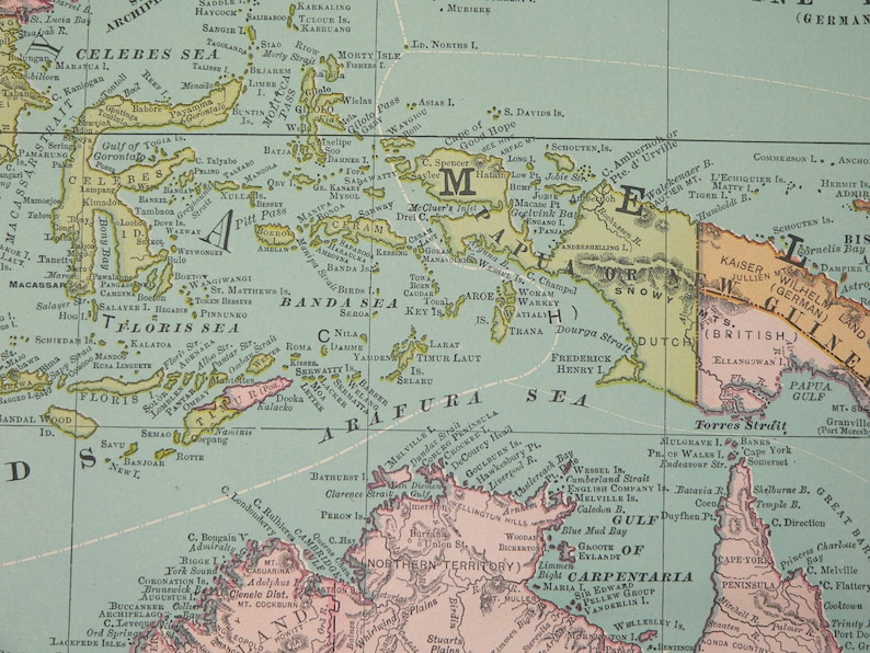 Large Polynesia Map, Pacific Ocean Islands Map 1908 Vintage Map ...