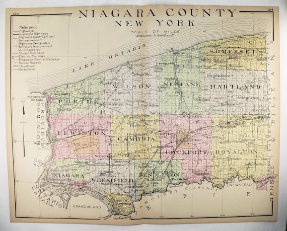 Large Vintage Map Niagara County New York Map 1912 Large Map - Etsy
